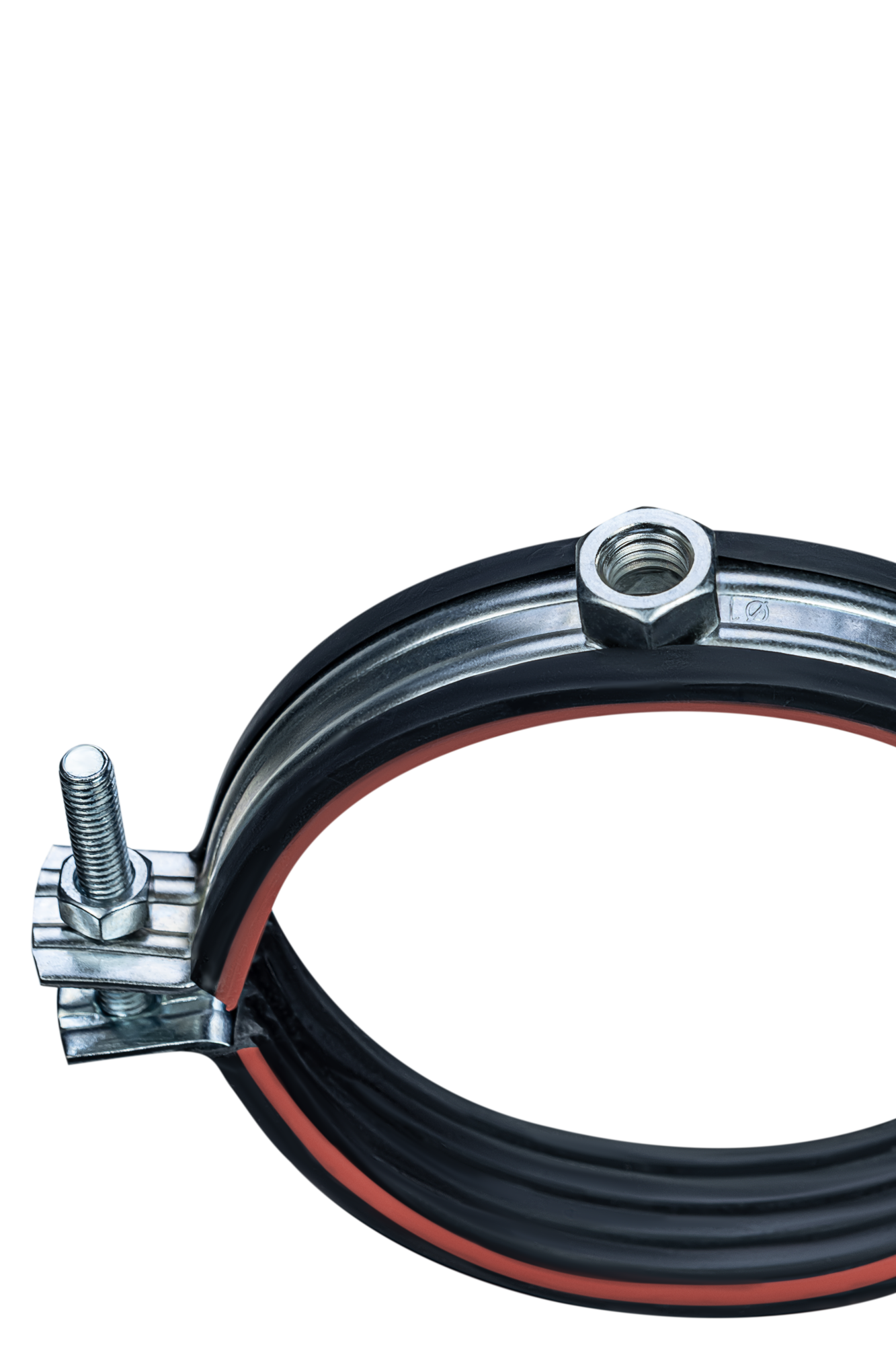 Хомут высокой нагрузки Mayer д/труб 4' (108-116мм) гайка М12 и уплотн. с красной полосой майер 11 0400 1