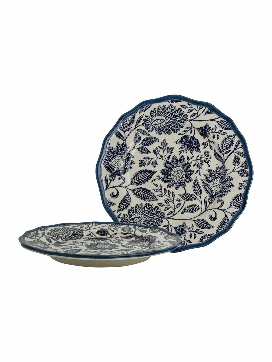 Набор тарелок Laura Ashley Hedingham Blue, керамика, 21 см, 2 шт, в подарочной упаковке