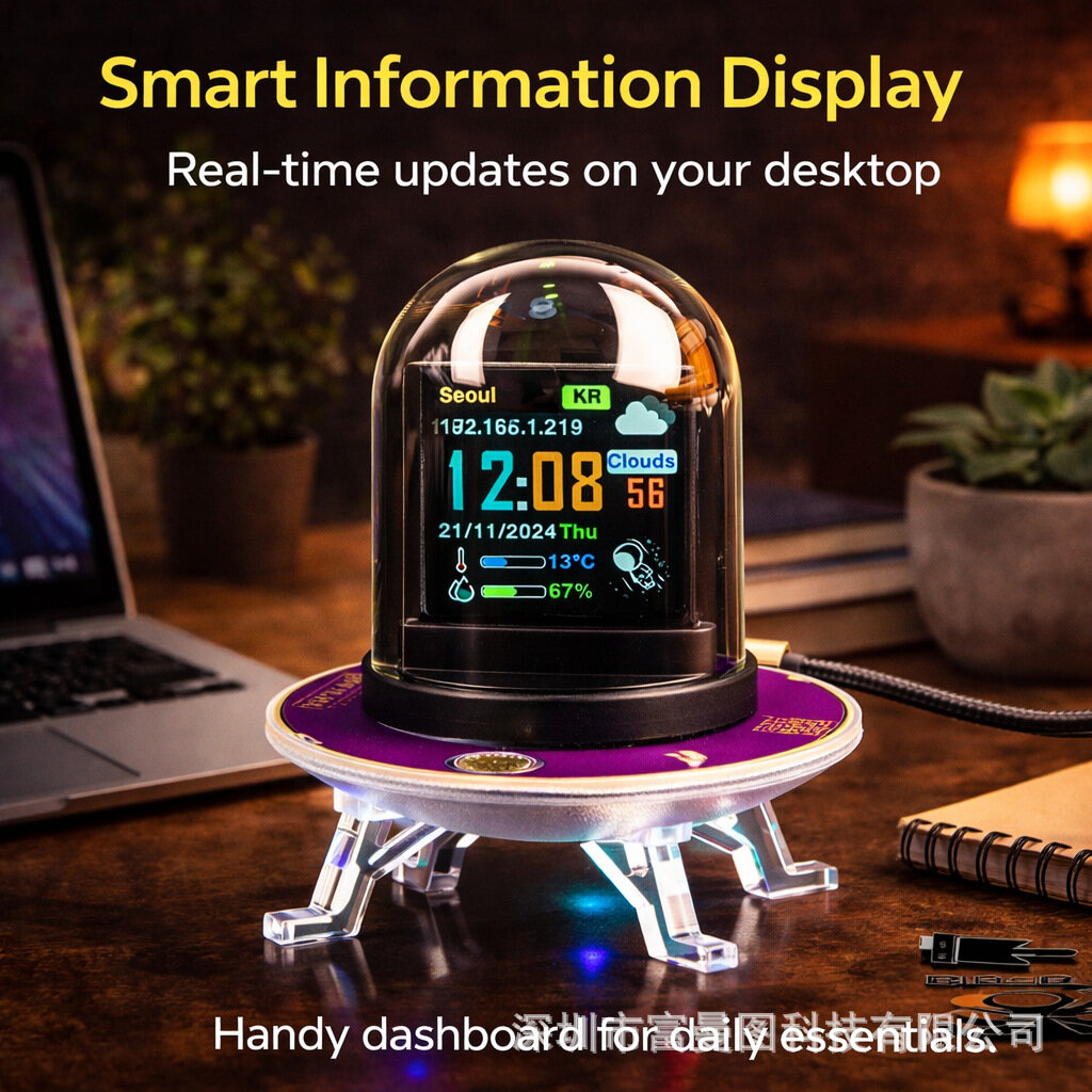 Настольные электронные часы UFO-CLOCK с дисплеем погоды Bitcoin акции валюты LCD черный современный