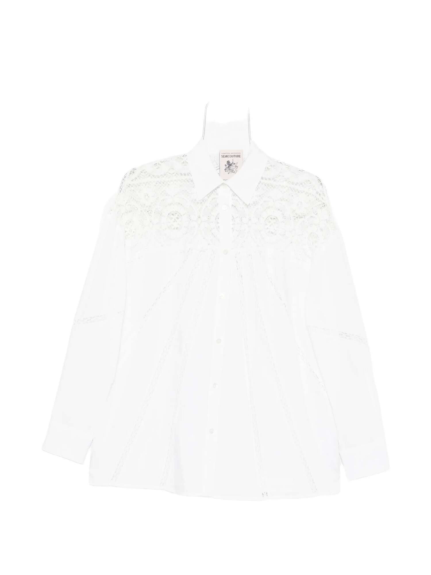 Рубашка Lace-panelled embroidered shirt