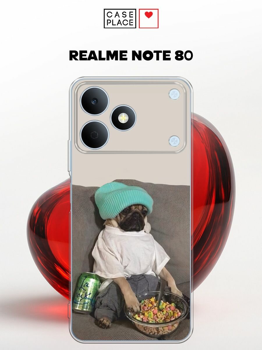 Чехол на Realme Note 80 / Реалми Нот 80 с принтом Мопс на диване