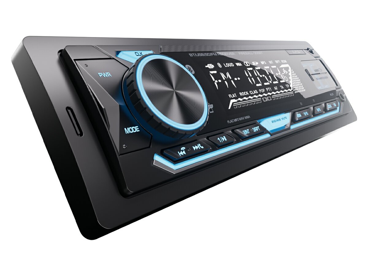 Магнитола Aura Fireball-305BT, USB, Bluetooth, поддержка FLAC, 4х51Вт, монохромный экран, черная