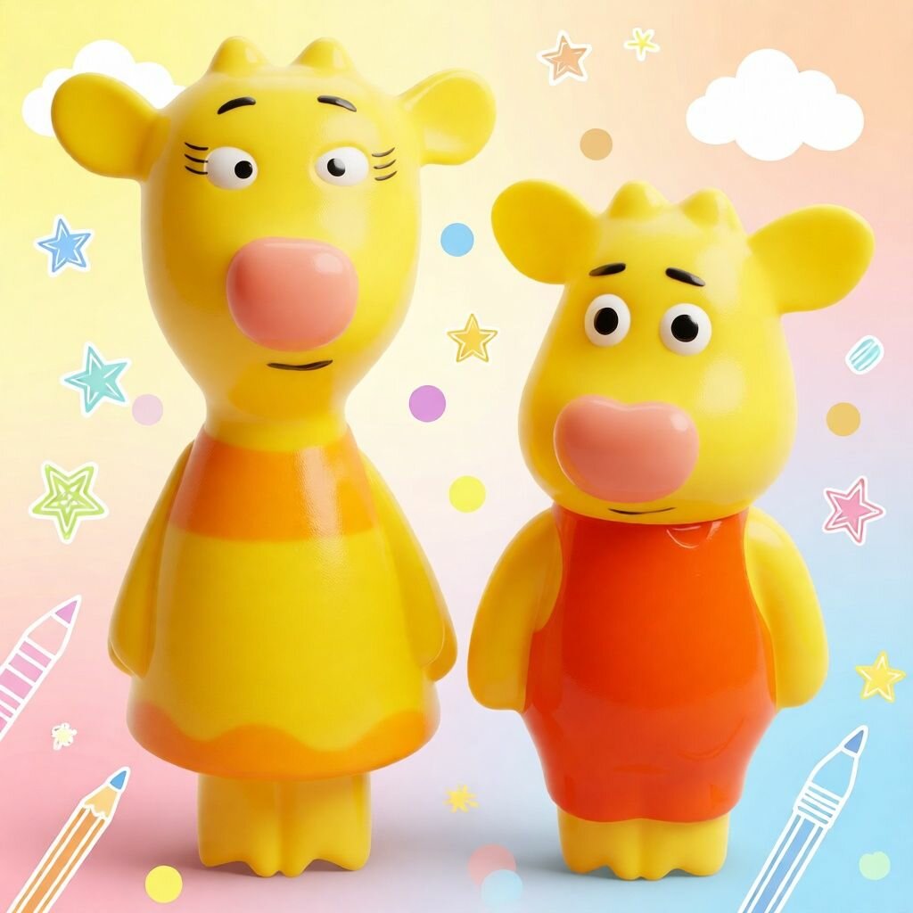 Игрушка для купания ванны "Оранжевая корова", с ручками, из ПВХ, светло-желтая