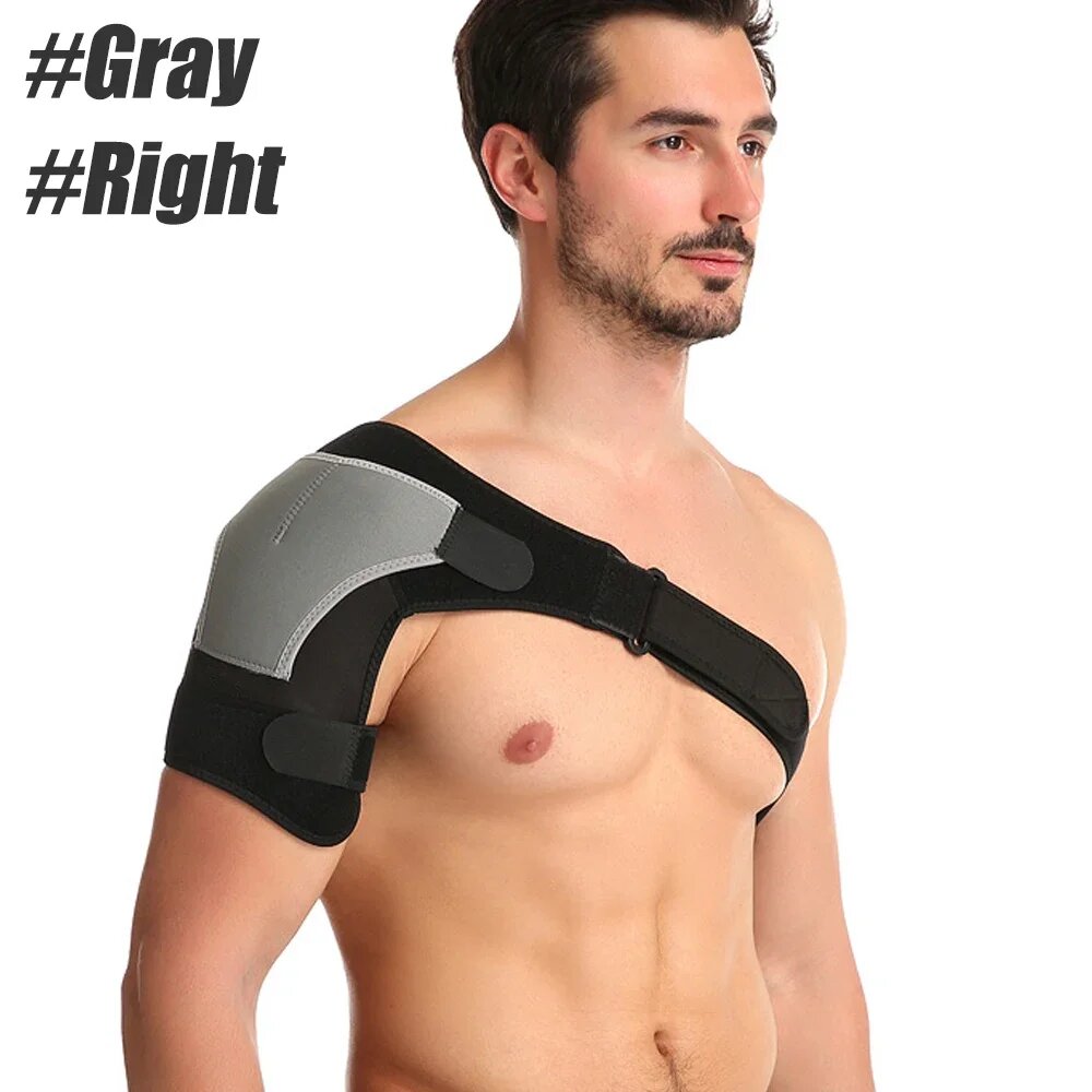 BraceTop Регулируемый плечевой бандаж с компрессионной подушкой серый Серый, Gray-Right