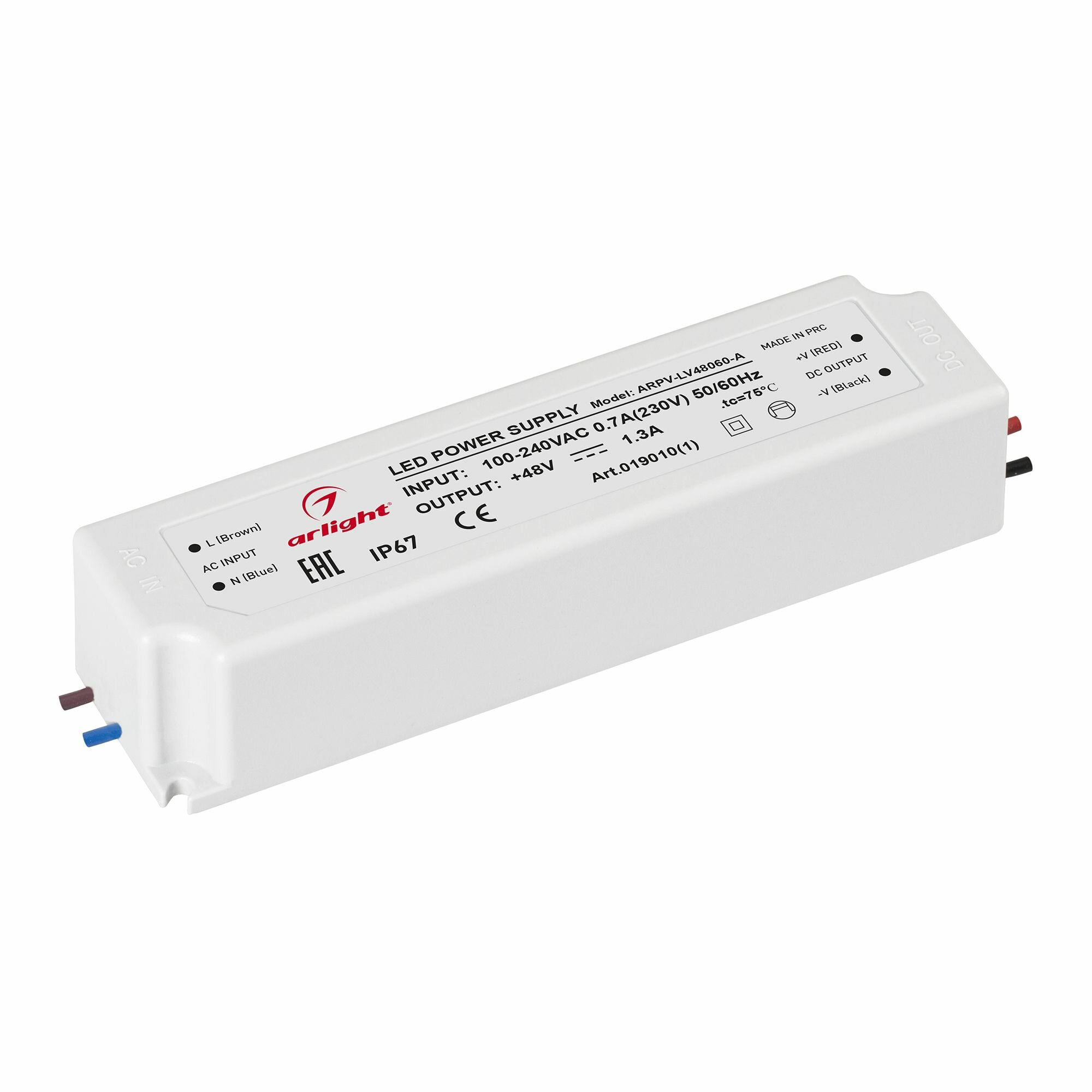 Блок питания для светодиодной ленты Arlight ARPV-LV48060-A (48V, 1.3A, 60W)