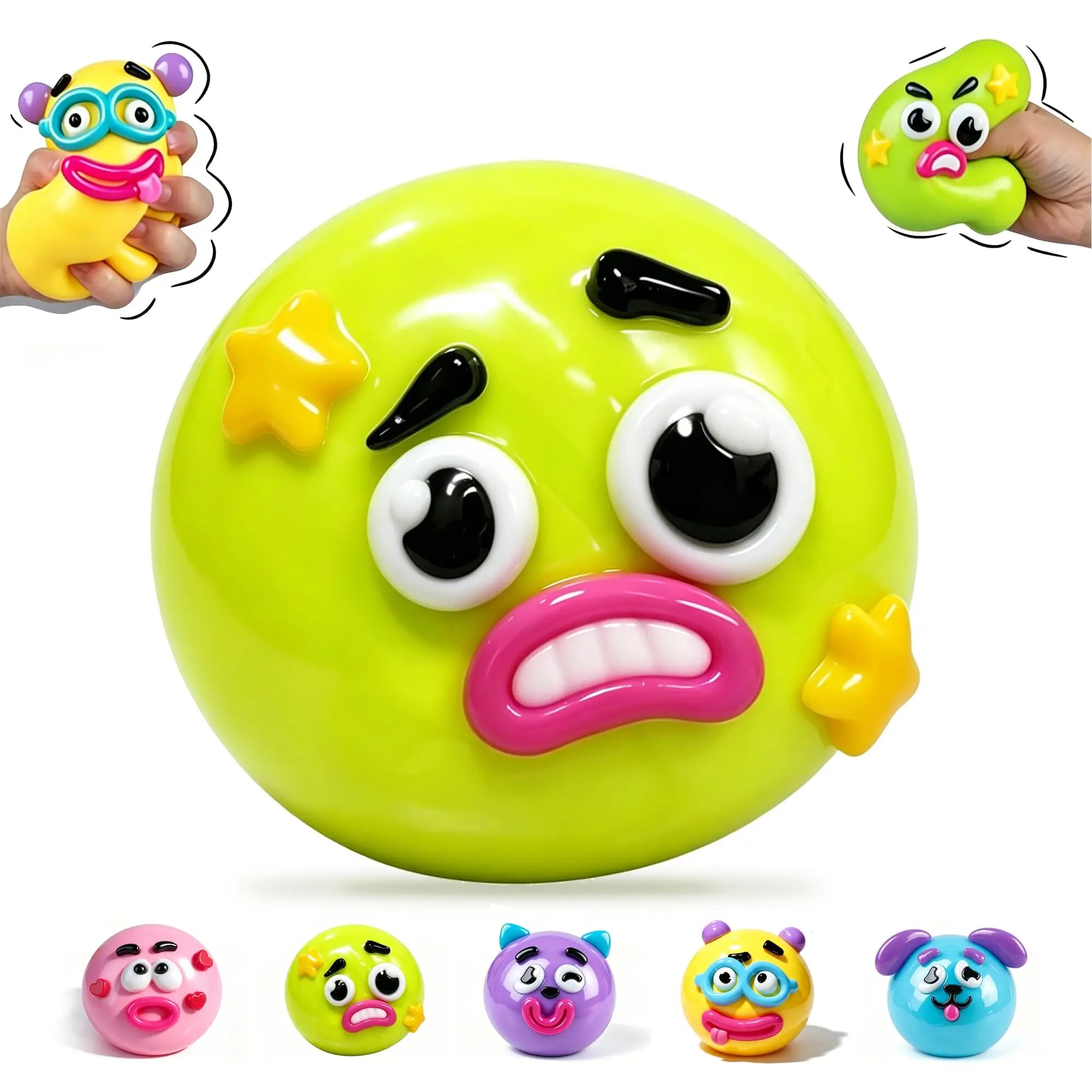 Smushers Squishy Curiosities Dog Face Swap игрушка-антистресс green