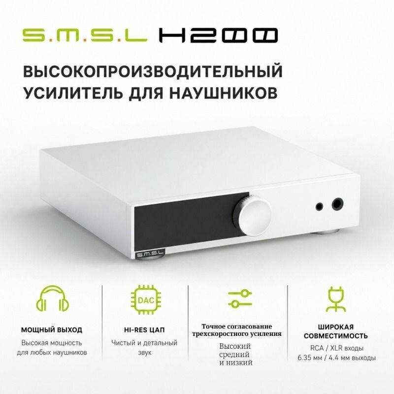 Усилитель для наушников SMSL H200 с переключателем высокого/среднего/низкого усиления, с дистанционным управлением