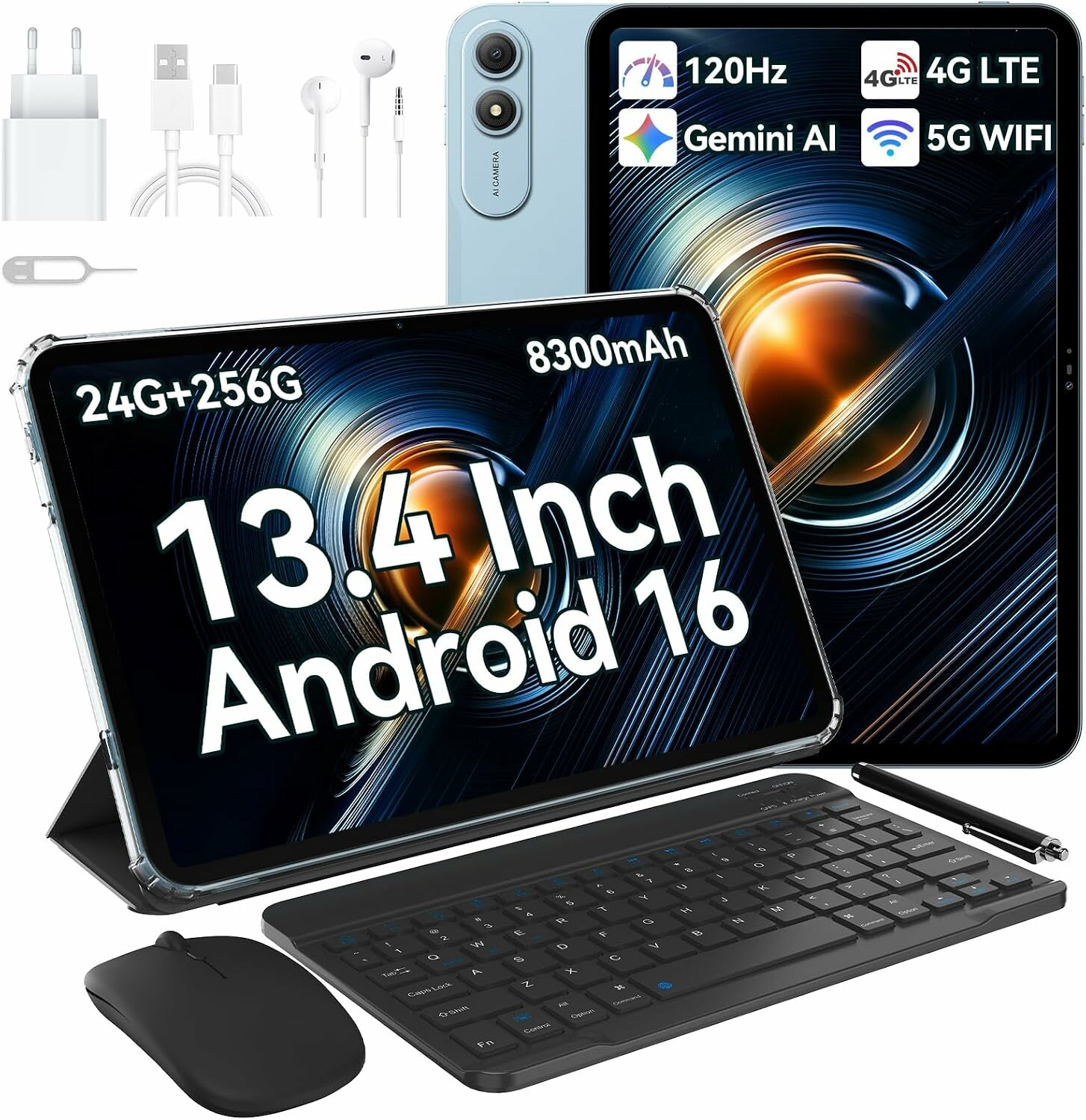Планшет OSCAL PAD 200 13,4 дюйма с клавиатурой и стилусом, Android 16, 24 (6+18) ГБ, 256 ГБ, 8300 мАч