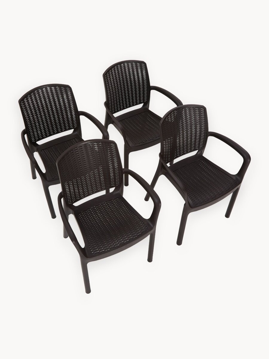 Садовые кресла HOMLYGREEN RODOS 55 см, комплект 4шт, цвет венге