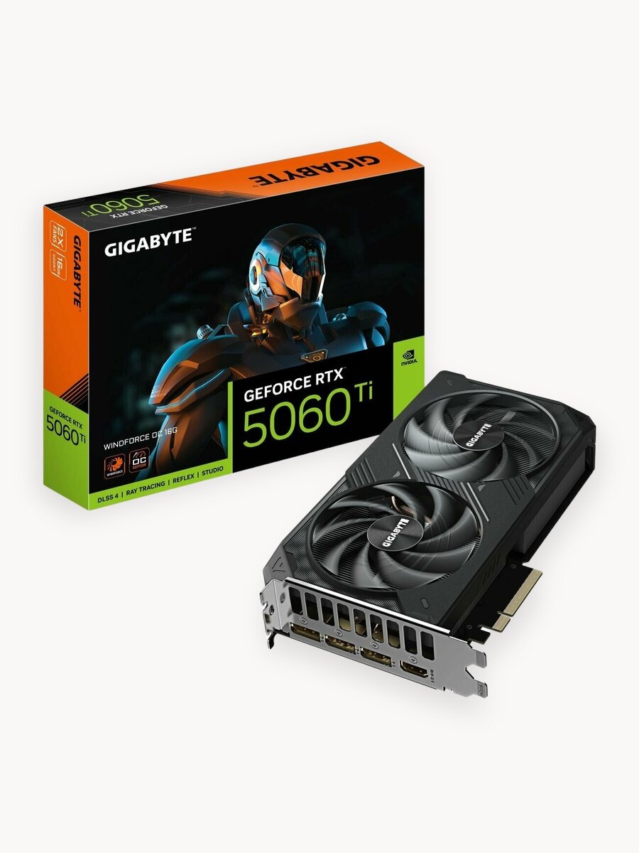 Видеокарта Gigabyte RTX5060Ti WINDFORCE OC 16GB GDDR7 128bit 3xDP HDMI 2FAN RTL