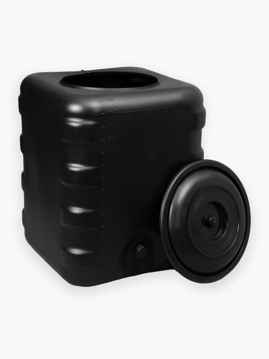 Бак для душа Альтернатива, объём 150 л, с крышкой, с резьбой под кран, чёрный