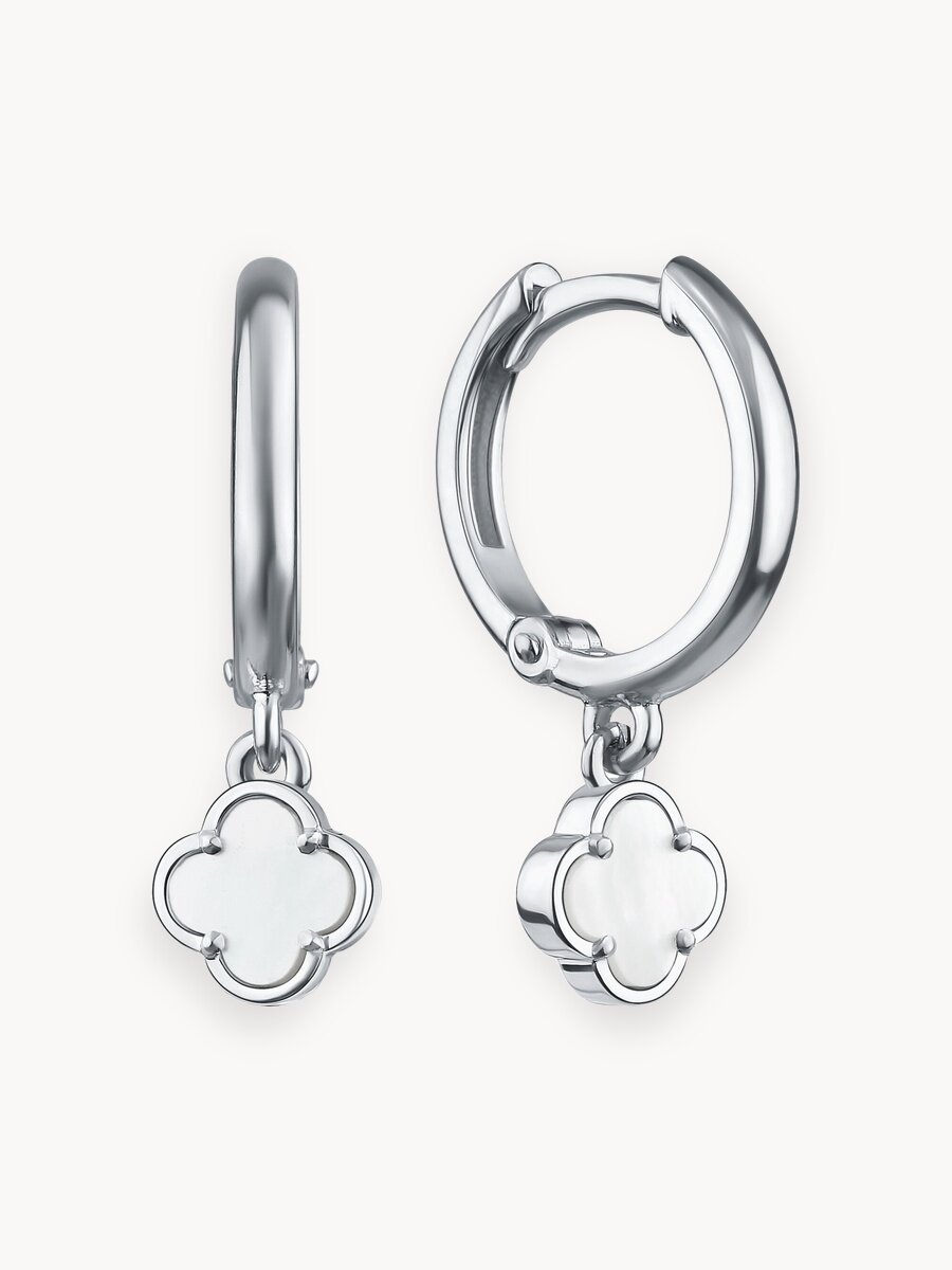 Серьги, серебро, 925 проба, родирование, перламутр