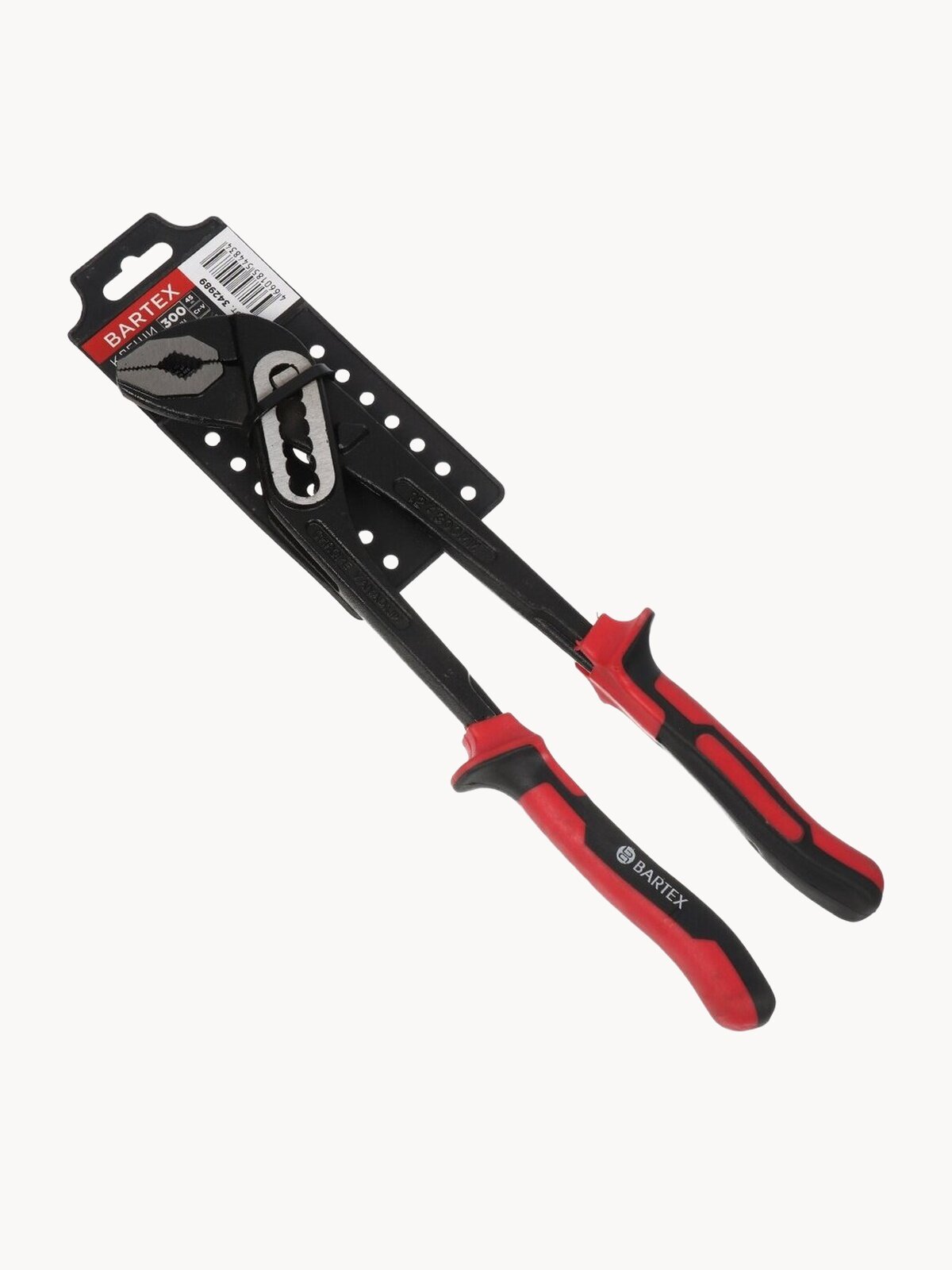 Клещи переставные, рукоятка двухкомпонентная, полированные, Bartex, 300 мм