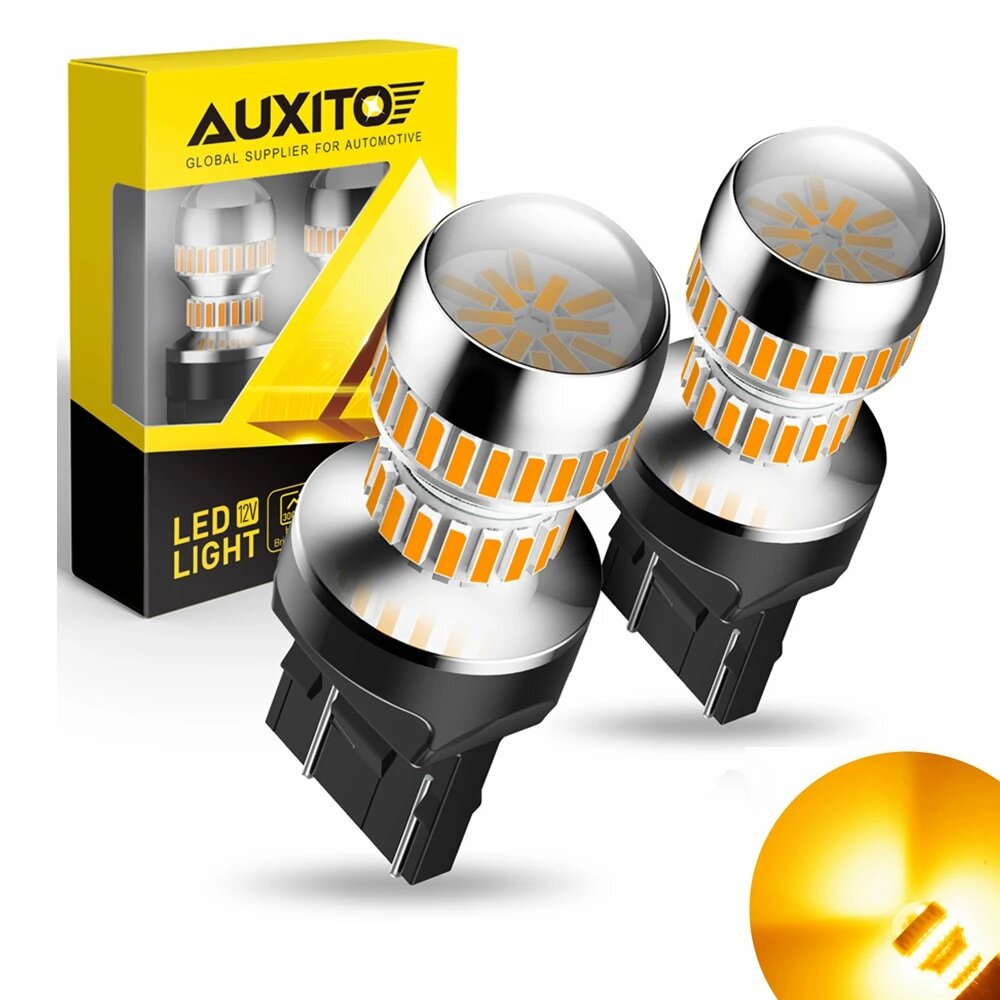AUXITO 2x T20 LED 7440 WY21W W21W светодиодные лампочки 7443 W21/5W 3156 3157 Led T25 супер яркий желтый автомобильный указатель поворота 12 В 7443 W21/5W T20
