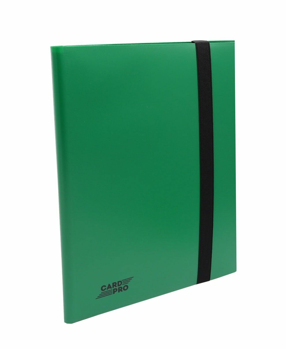 Альбом портфолио Card Pro 3x3 280 мкм 20 встроенных листов, на резинке, зеленый - для карт K-Pop, MTG, Pokemon