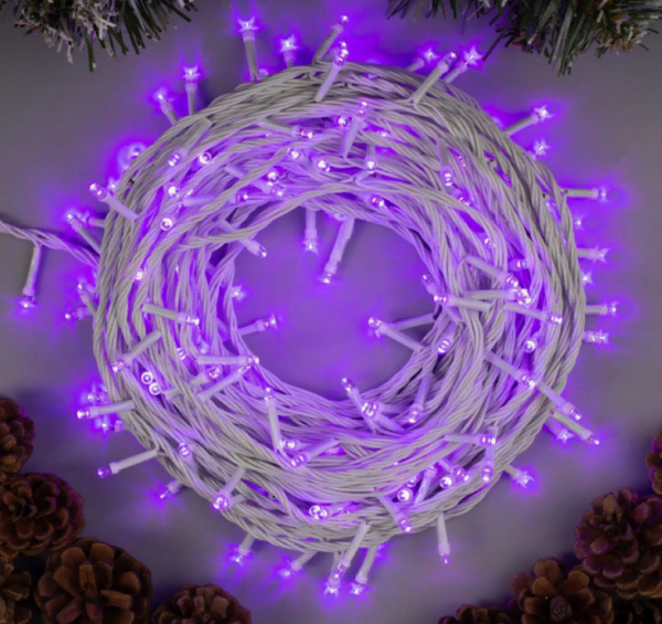 Гирлянда «Нить» 20 м, IP20, белая нить, 200 LED, свечение фиолетовое, 8 режимов, 220 В