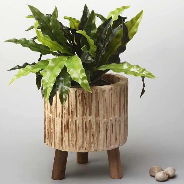 Деревянное кашпо на ножках Paulownia Almond 22 см, Kaemingk, 650312-2