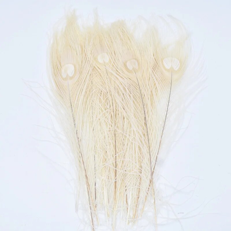 Натуральные окрашенные перья павлина WyFeay 10 шт. Off White