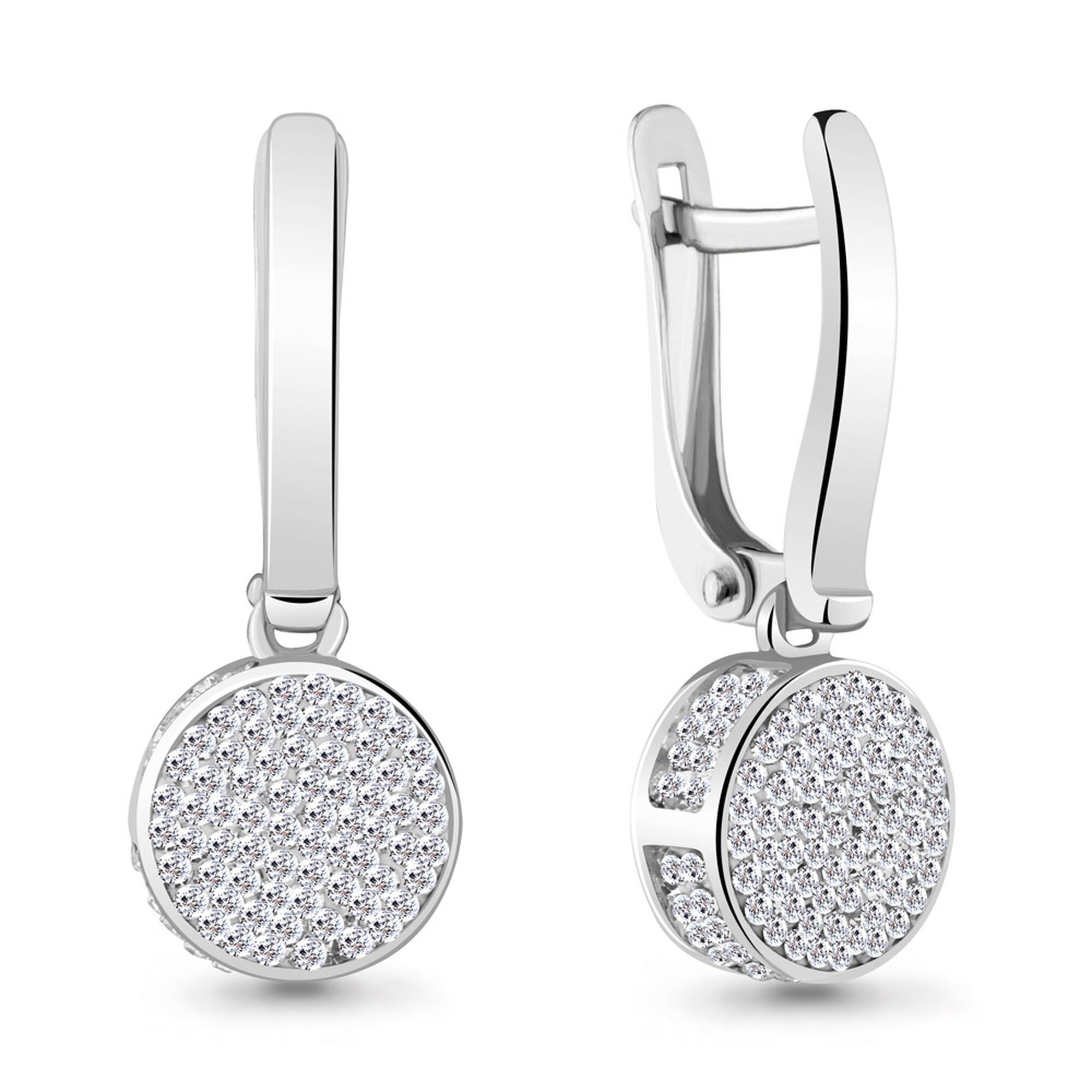 Серьги, серебро, 925 проба, родирование, кристалл