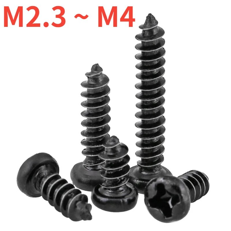 Черные саморезы с крестовой головкой M2.3-M4 из углеродистой стали M3x10mm(50Pcs)
