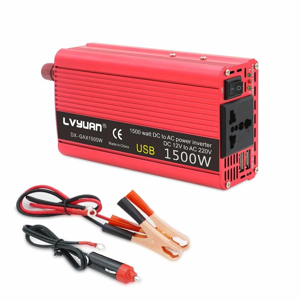 Автомобильный инвертор Lvyuan 1500W 12В-220В