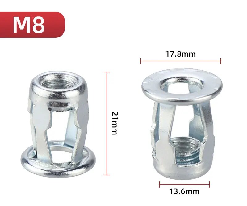 Гайки с разъемом M4-M8 из углеродистой стали 20pcs, M8