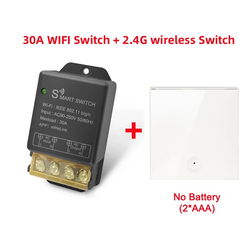 Ewelink 1CH 30A Wi-Fi Smart Switch and 1Pcs 2.4G Remote