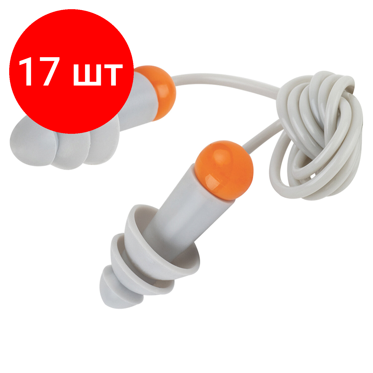 Комплект 17 шт, Беруши многоразовые со шнурком SNR 33дБ, 1 пара, пакет, JETA SAFETY, JEM31-b Sonido Max
