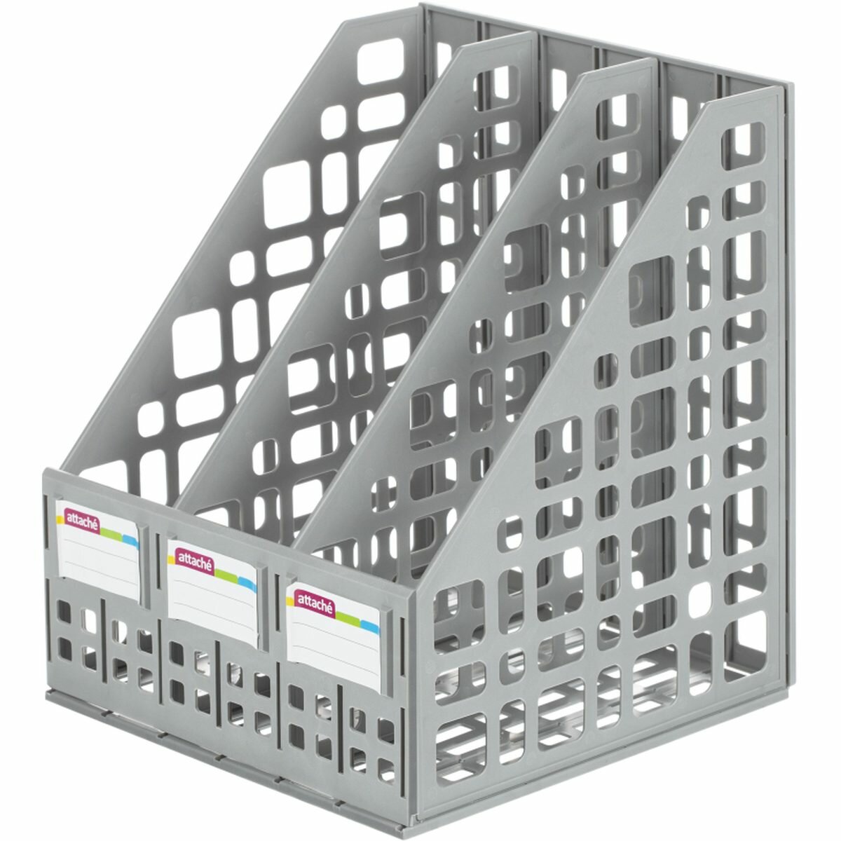 Лоток для бумаг вертикальный Attache, 240мм, 3 отделения, серый