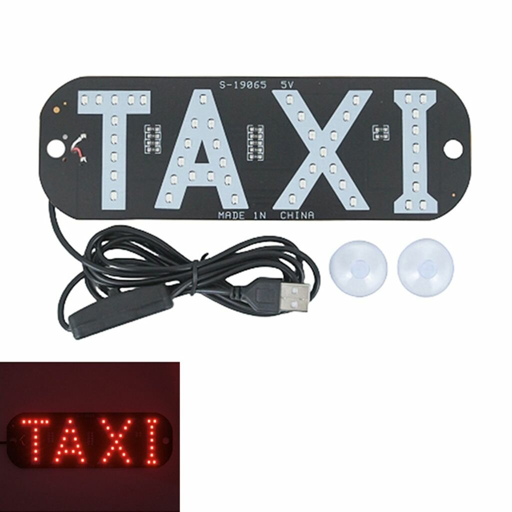 Индикатор свободного такси с LED-подсветкой для лобового стекла — Biqing, водонепроницаемый, красный, кабель ~150 см