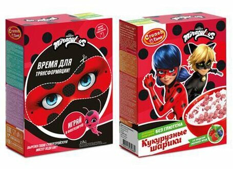 Шарики кукурузные CRUNCH TIME леди БАГ И супер-кот со вкусом лесных ягод, без глютена /картон/ 170г