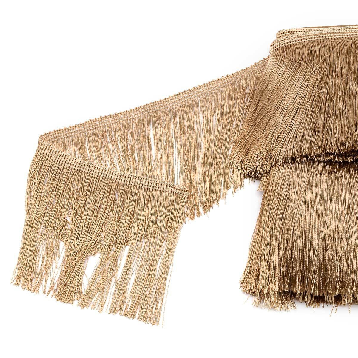 Бахрома для штор, текстиля, шитья, 12 см*25 м, нитяная, бежево-золотая, Айрис
