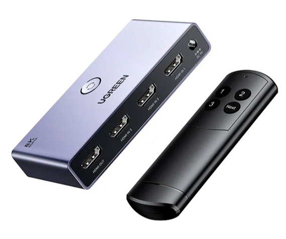 Переключатель UGREEN CM624 HDMI 2.1 Switcher 3-в-1 Черный HDMI x4 (RU)