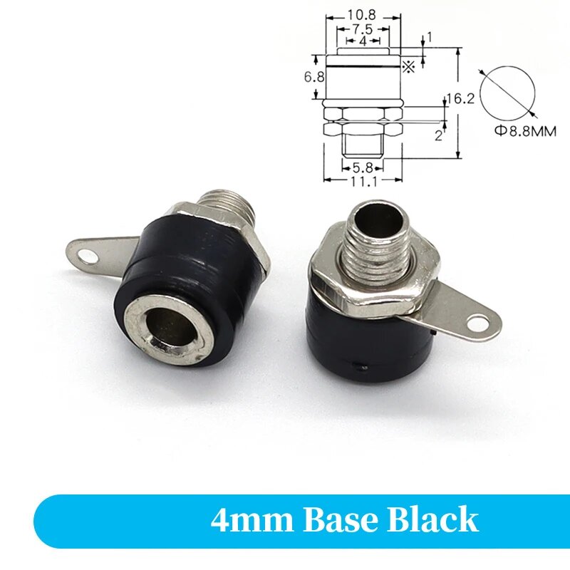 Разъемы для аудиодинамиков Huaxingfu 4 мм, черные и красные 5Pcs, Black Socket