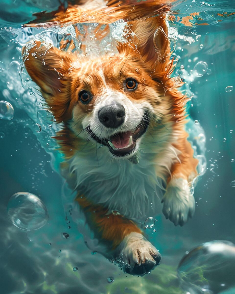 Картина по номерам щенок корги 40х50