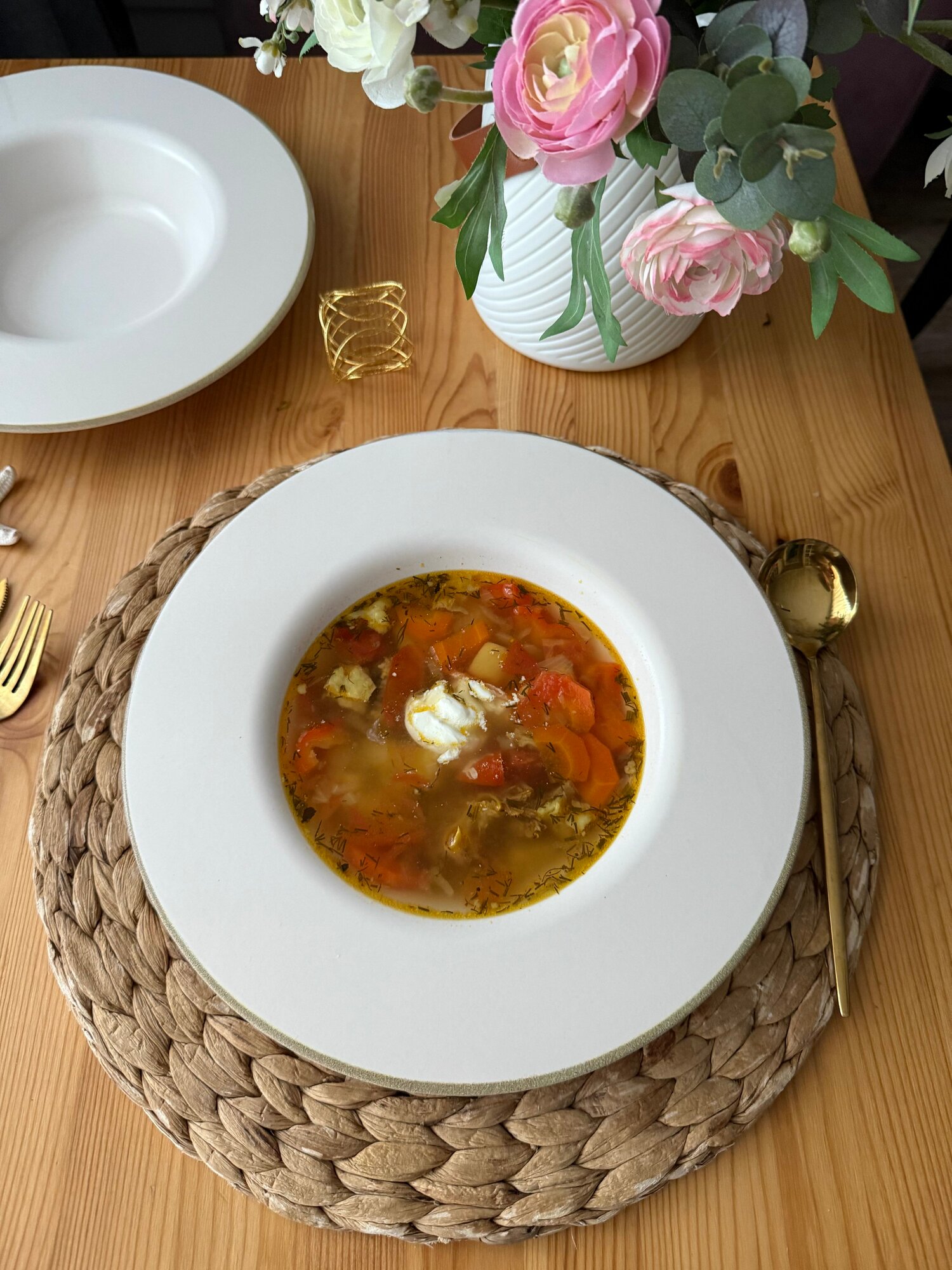 "Косая" тарелка для пасты/супа 28 см (2 шт), цвет Кремовой матовый