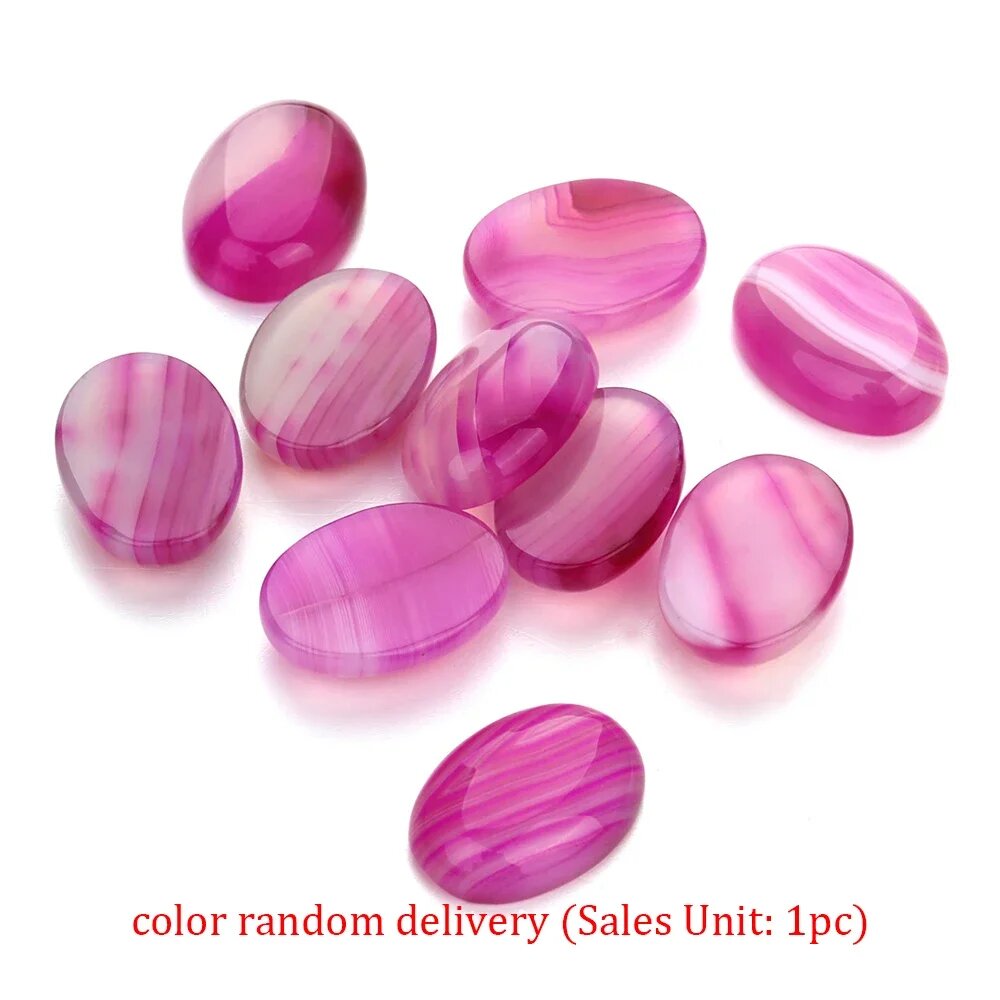Натуральные кабошоны из агата, тигрового глаза, лазурита и аметиста 10x14mm-1pcs, Rose striped agate
