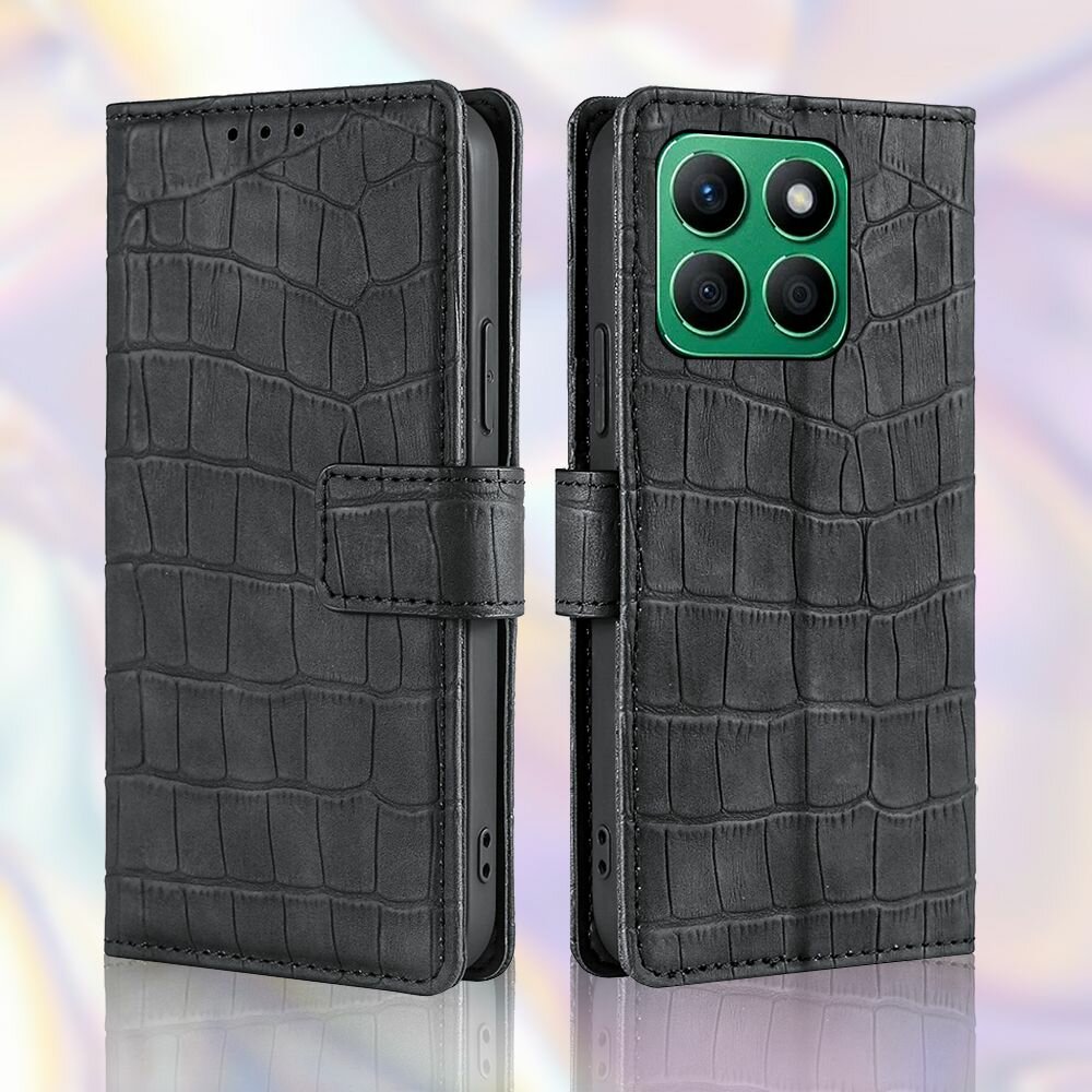 Чехол-книжка на Honor X8b противоударный с защитой камеры/ для Хонор Икс8б, Хонор Х8б,(черный)