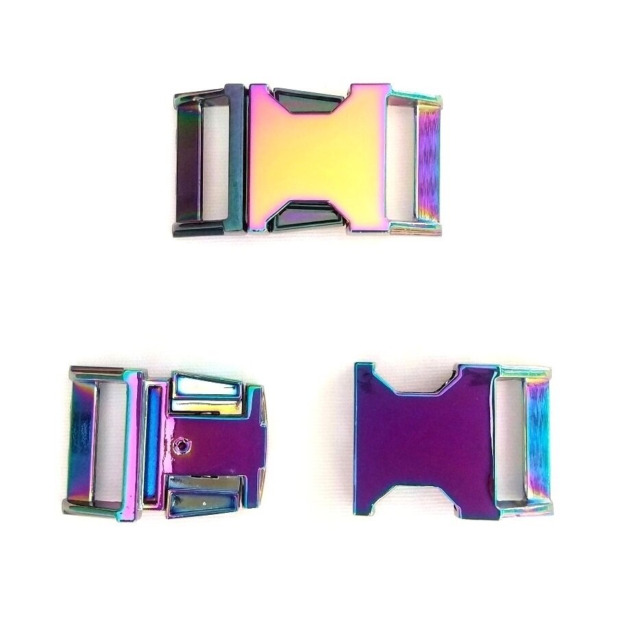 Застежка, Фастекс металлический под ленту 25 мм, 4 штуки, разноцветный (бензиновый)