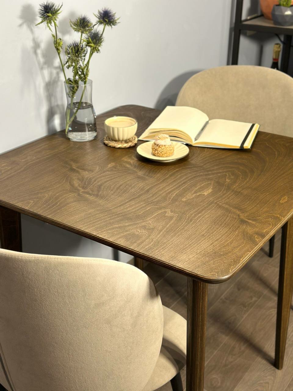 Обеденный стол Диагональ "Орех", квадратный, 80х80, массив