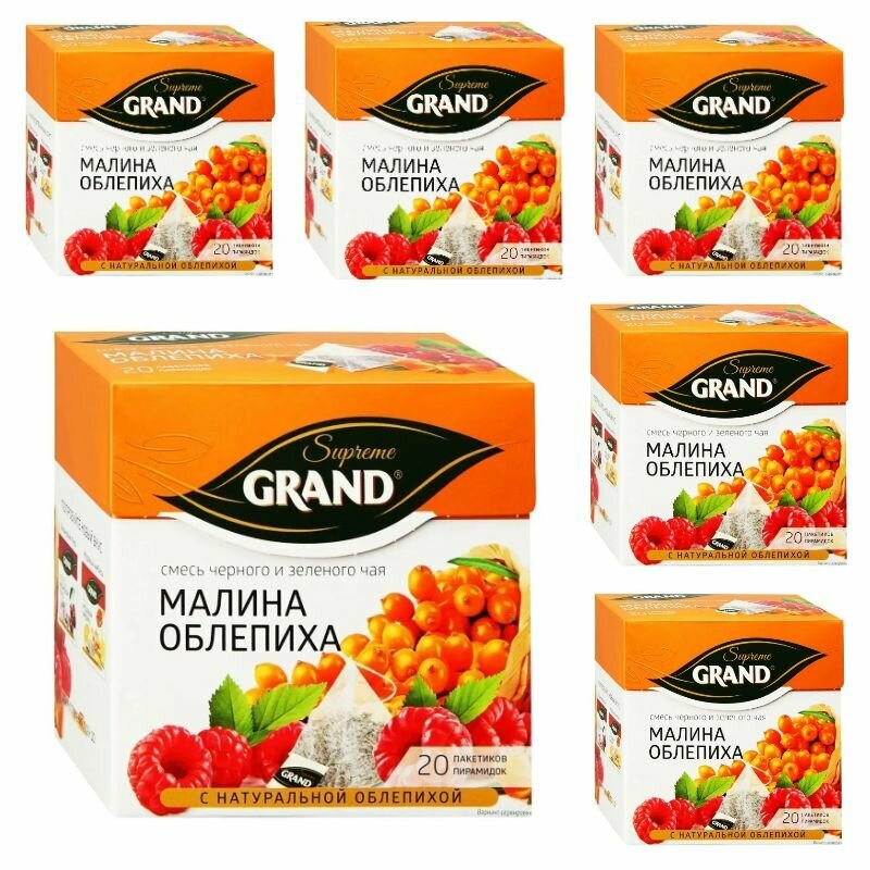 Grand Чай Supreme, Малина и Облепиха, 20 пирамидок, 6 шт