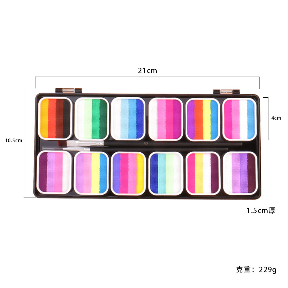 Пигмент для рисования лица "3012A", трансграничный, 12 сеток, водорастворимый, легко моется