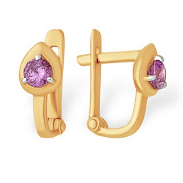 Серьги, красное золото, 585 проба, фианит