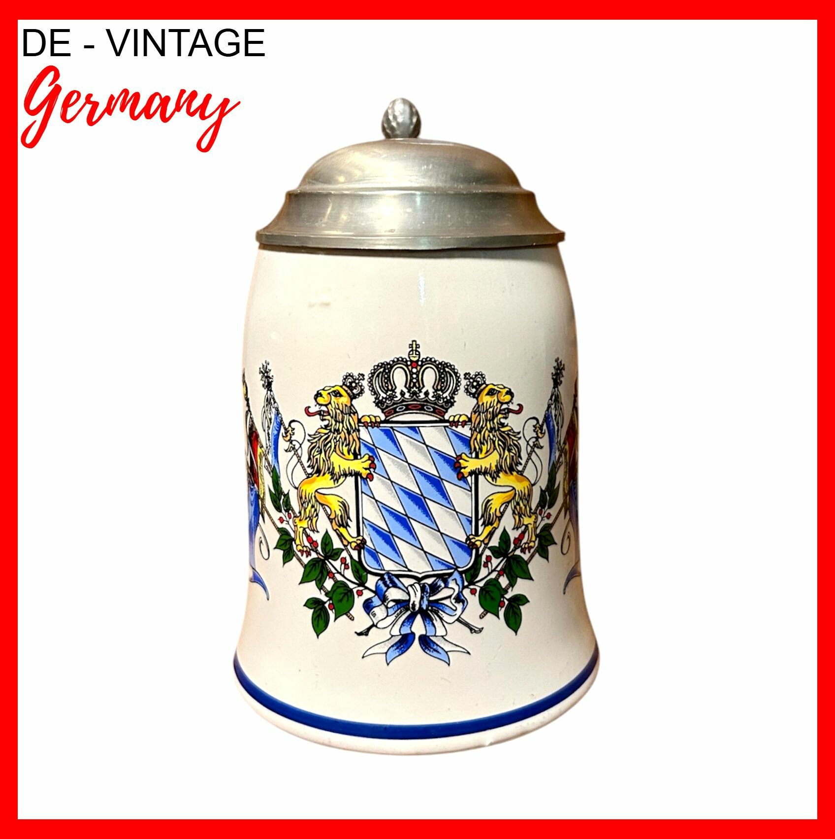 Пивная кружка с крышкой винтаж Герб. Германия