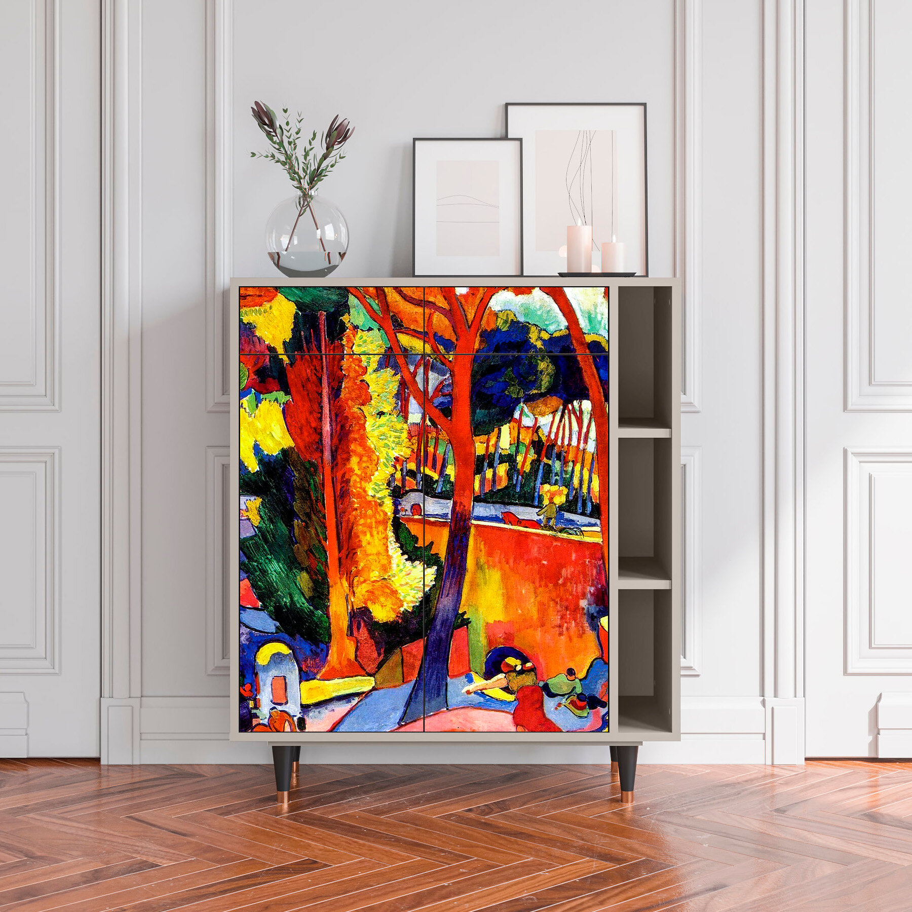 Комод - STORYZ - BS6 The Turning Road by Andre Derain, Размер - 94 x 110 x 41 см, Цвет корпуса - , Сатин