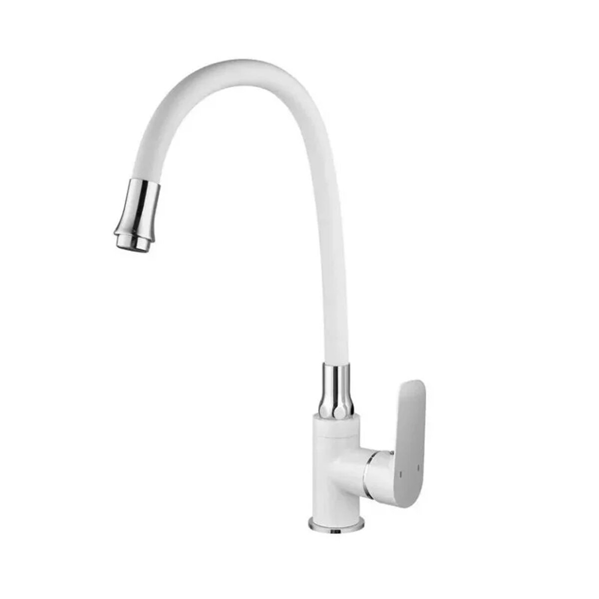 Смеситель для кухни Fashun A4082-8, с гибким изливом, белый/хром