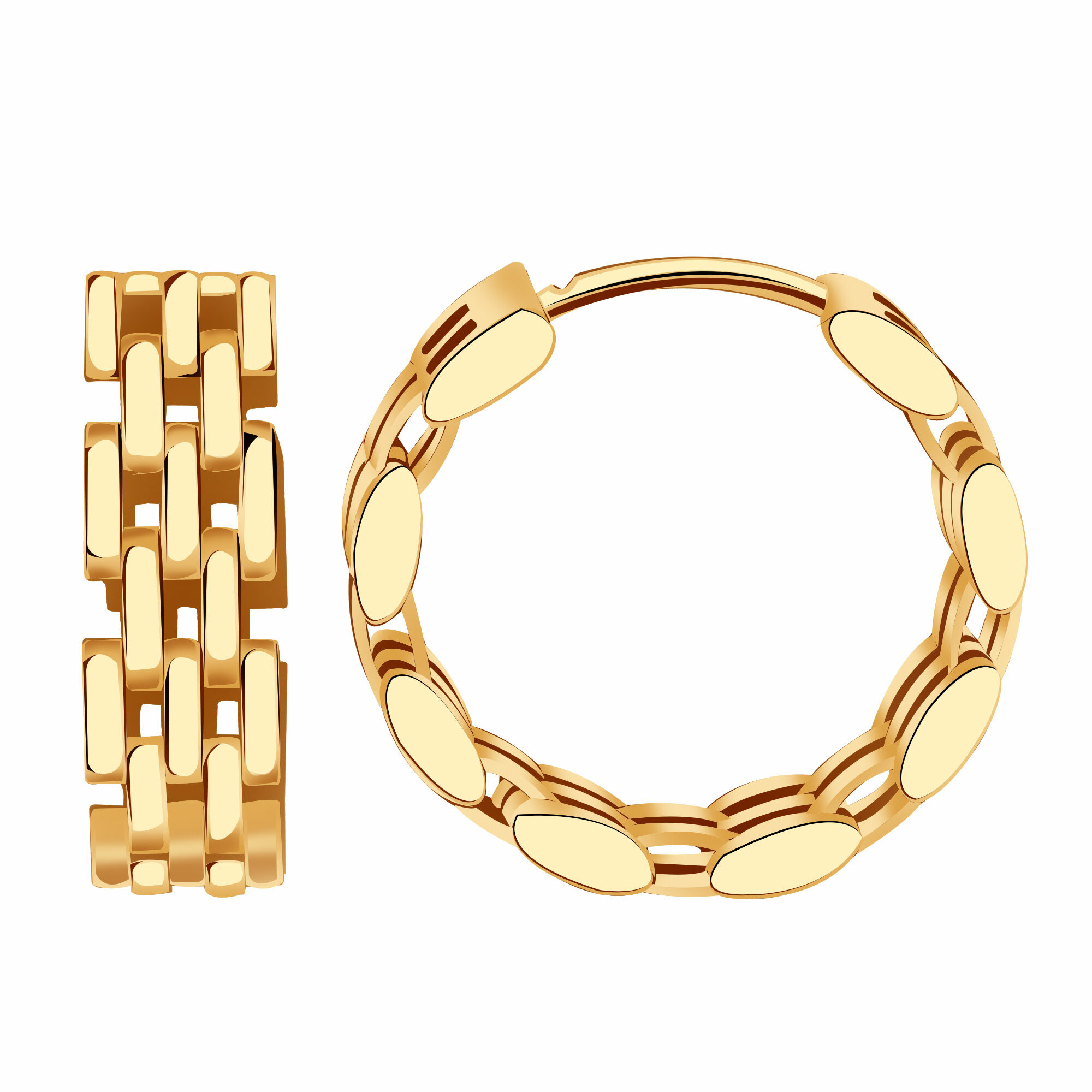 Серьги конго, красное золото, 585 проба