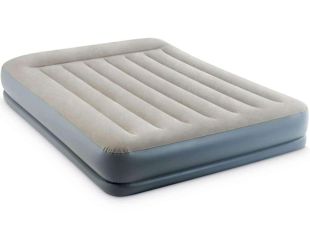 Надувная кровать двуспальная средней высоты с подголовником Интекс (Intex Pillow Rest Mid-Rise Bed Queen)).