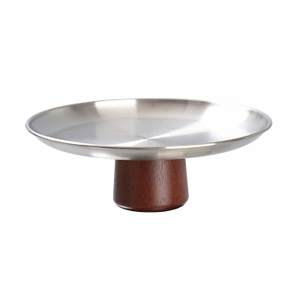 Посуда, Шикарная фруктовая тарелка, подставка для торта, на высоких ножках из дерева - серебряная - 23 см