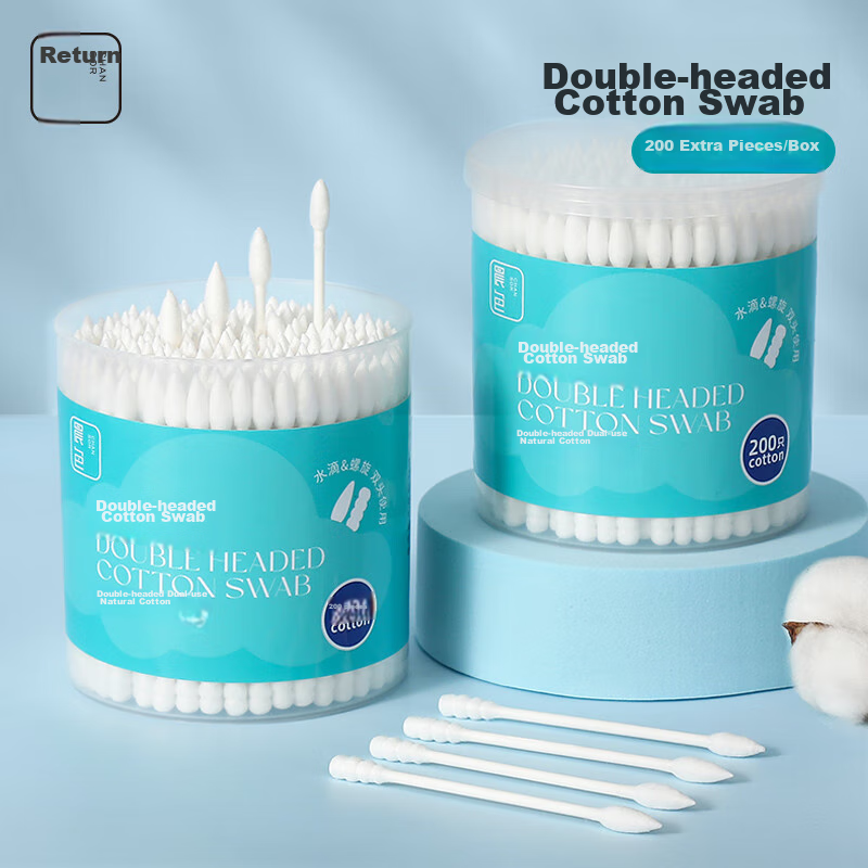 Chense Cotton Swabs, 200 Double-Ended, for Ear Cleaning And Makeup, Disposable Cotton Swabs, Pointed Tip, for Home Use, Ear Pick